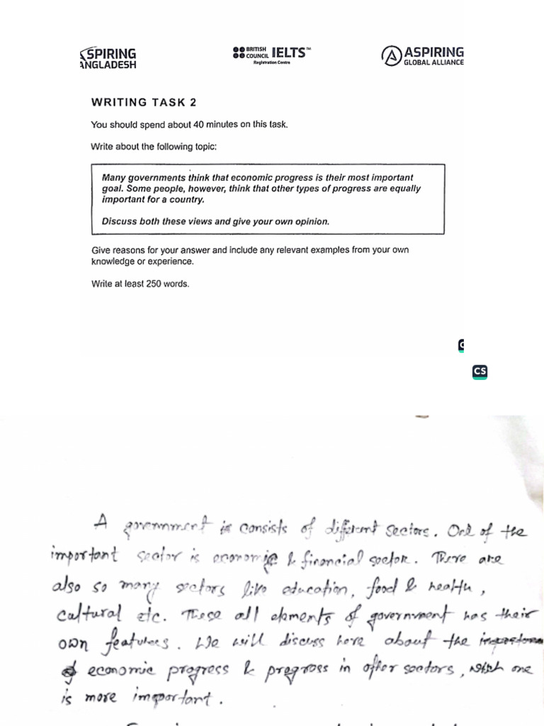 Anas-Writing Test-Economic Progress Vs Others | PDF