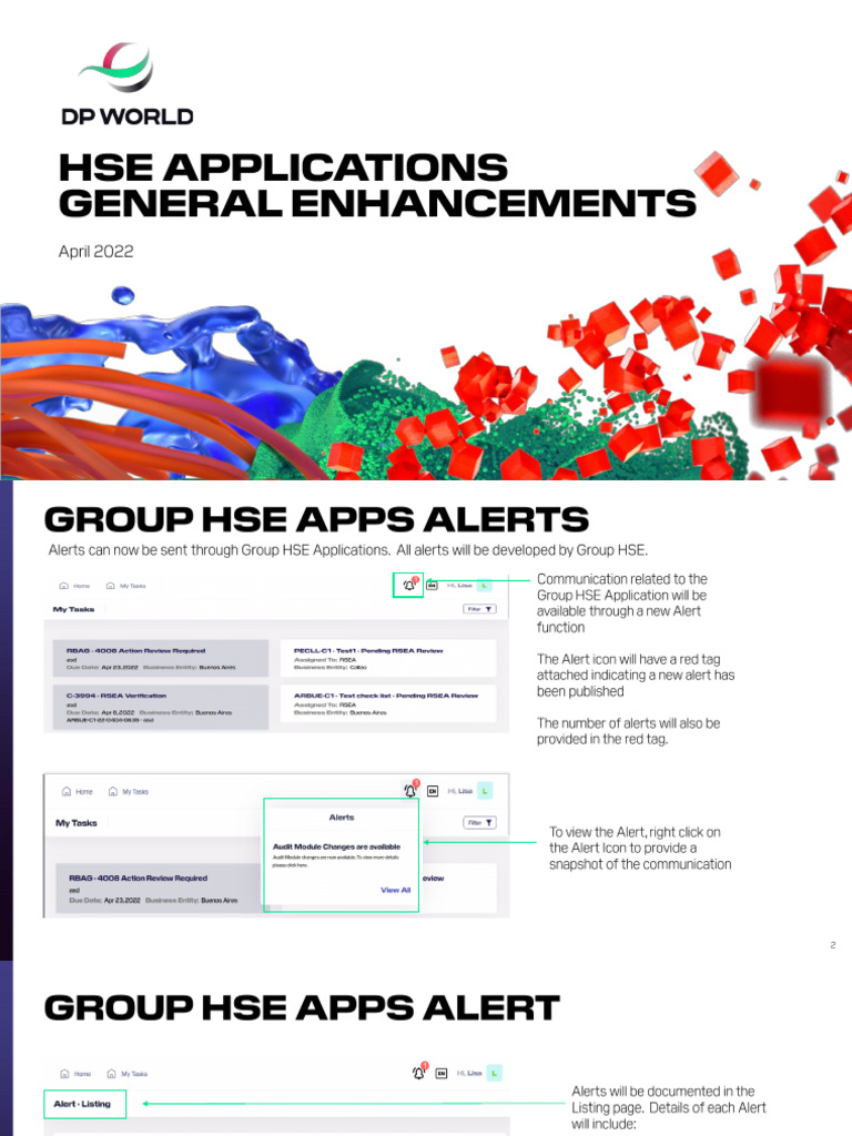 Group HSE Applications General Enhancements April 2022 | PDF