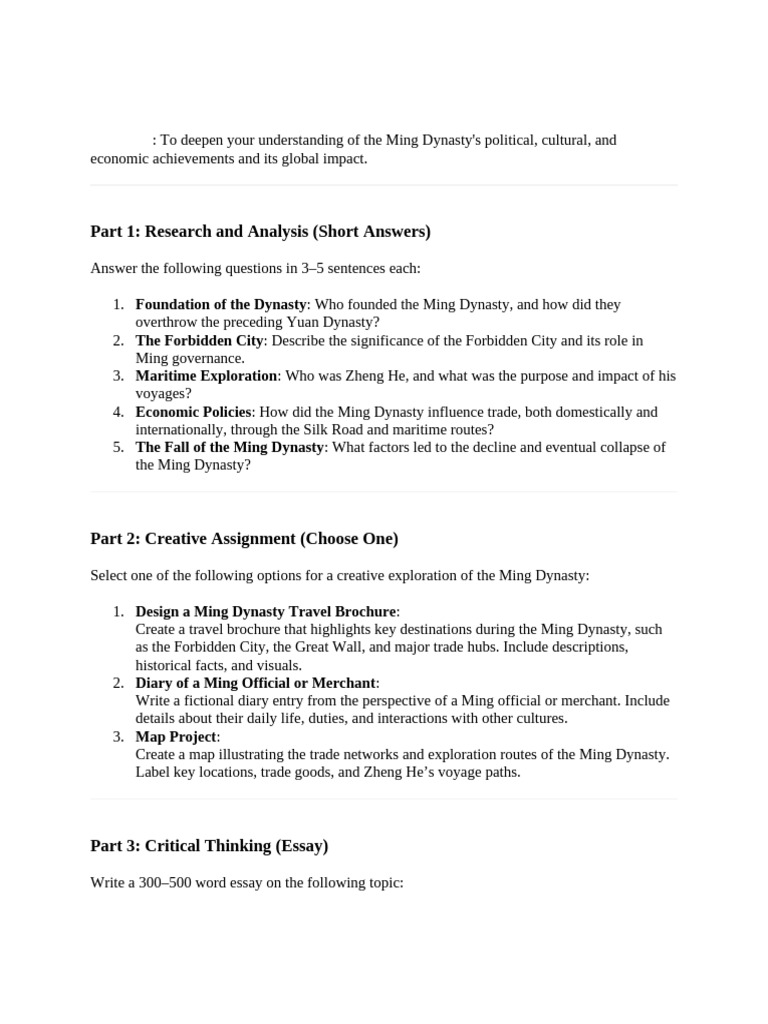 Ming Assignment | PDF
