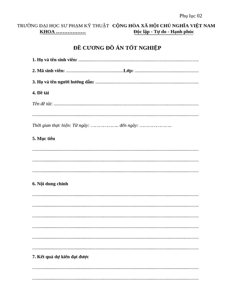 PHU LUC 02_De cuong DATN | PDF