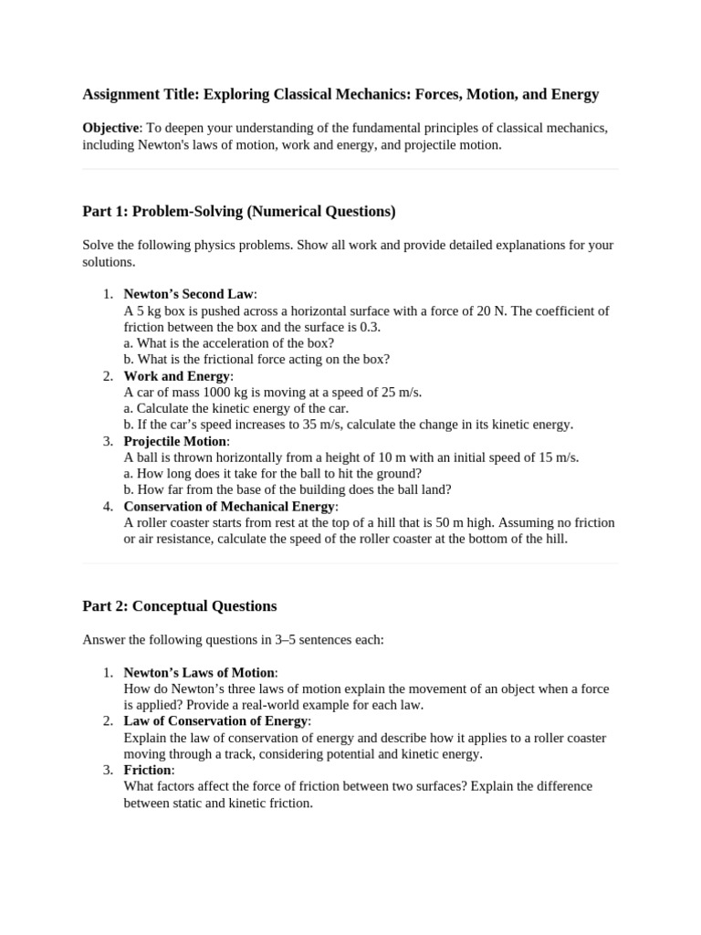 Physics Assignment | PDF
