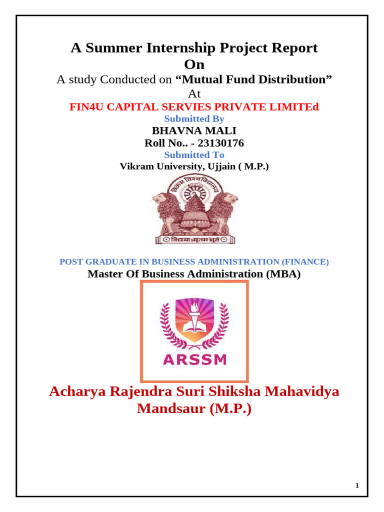 MBA Project Report | PDF | Investing | Risk