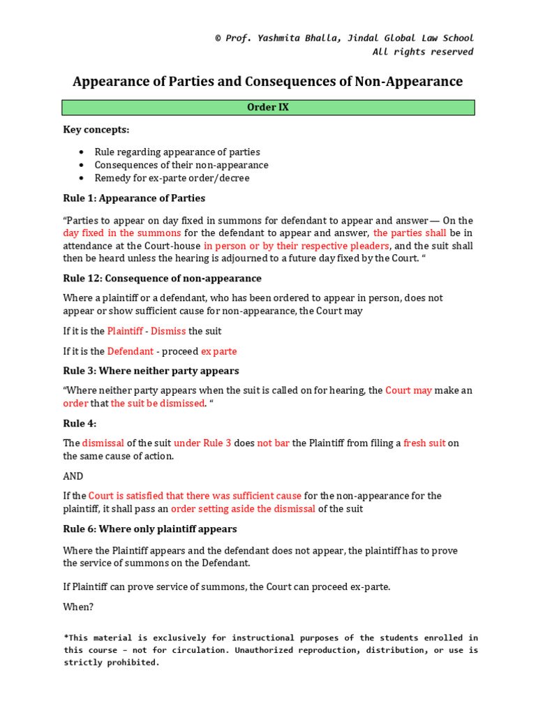 Handout 6 - Appearance of Parties and Framing of Issues | PDF | Lawsuit ...
