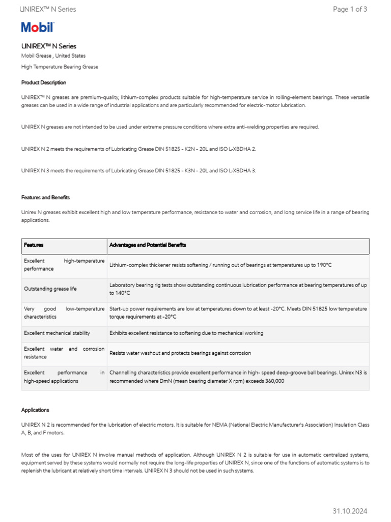 GL-XX-UNIREX-N-Series | PDF | Exxon Mobil | Bearing (Mechanical)