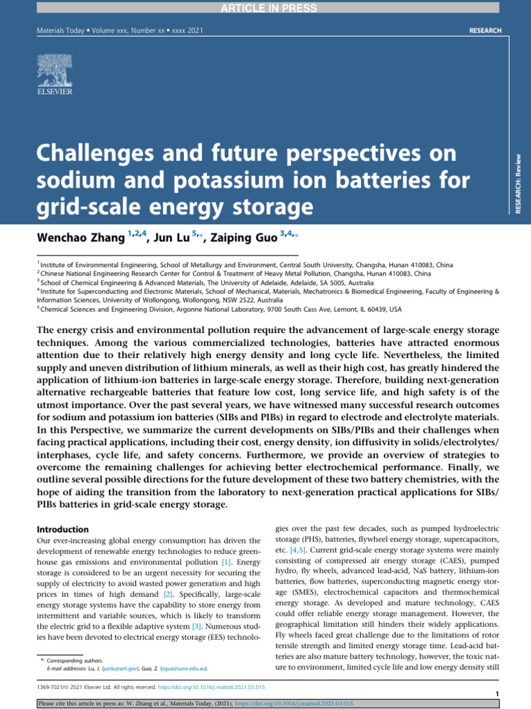 Sodium and Potassium Ion Batteries Review | PDF | Energy Storage ...