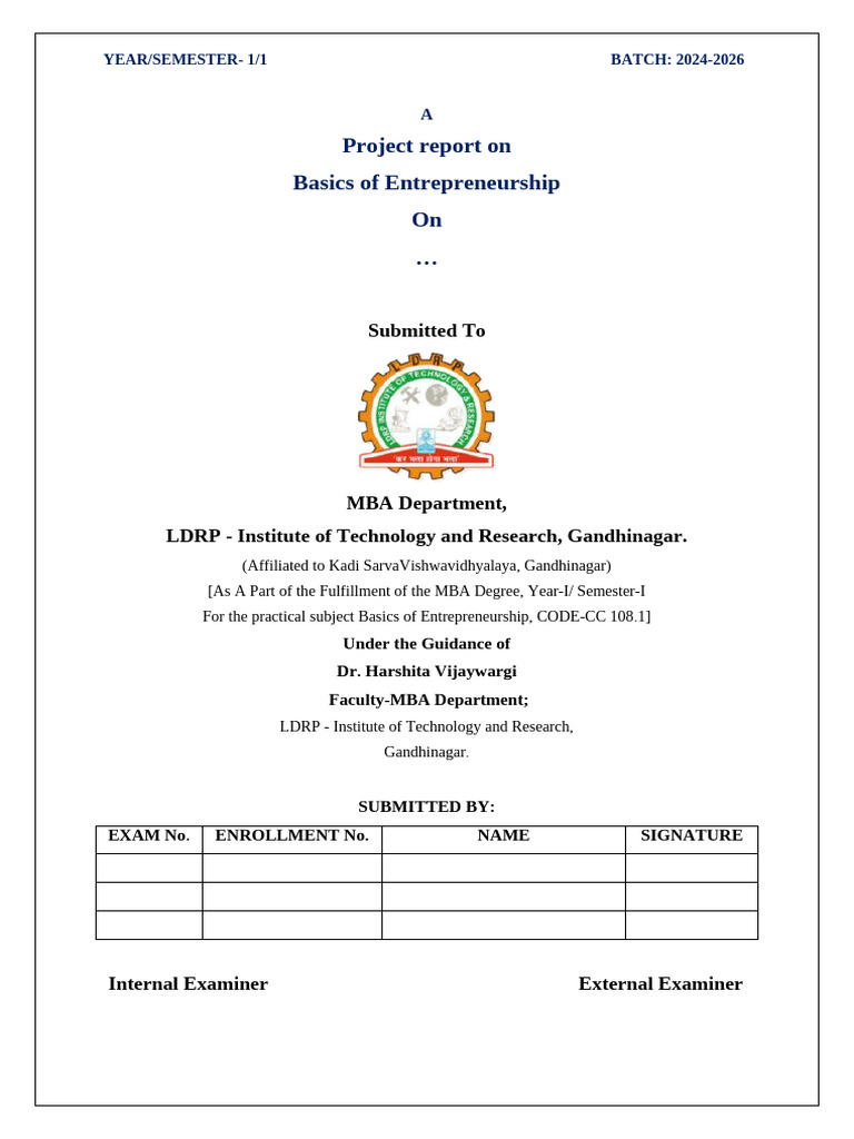 Winter Project Title Page | PDF