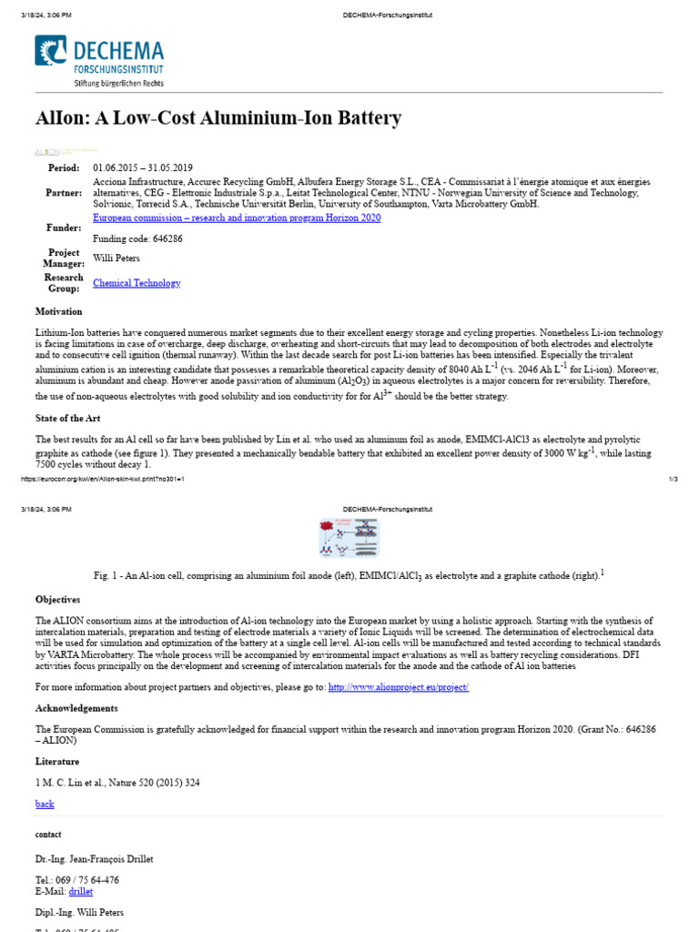DECHEMA Forschungsinstitut | PDF | Lithium Ion Battery | Materials