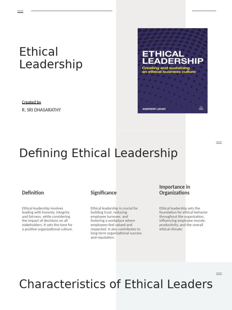 Ethical Leadership: Inspiring Trust & Fostering Integrity | PDF ...