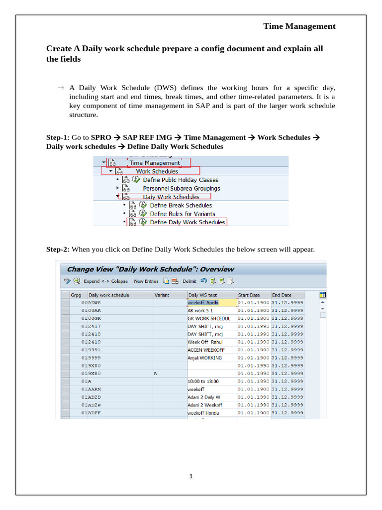 SAP Daily Work Schedule Configuration Guide | PDF | Labor Relations ...