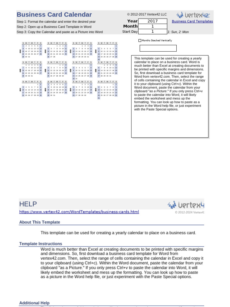 Create a Business Card Calendar Template | PDF | Worksheet | Spreadsheet
