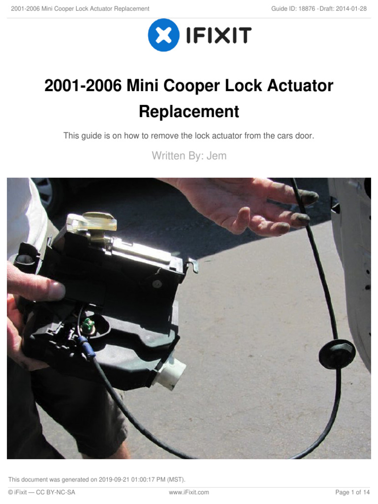 Mini Cooper Lock Actuator Guide | PDF | Door | Tools