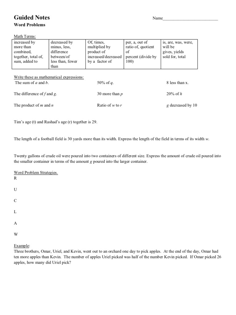 Math Enrichment Guided Notes | PDF