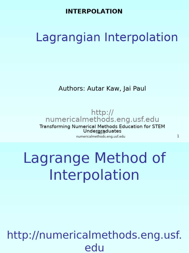 Lecture On Lagrange Method | PDF | Interpolation | Algorithms