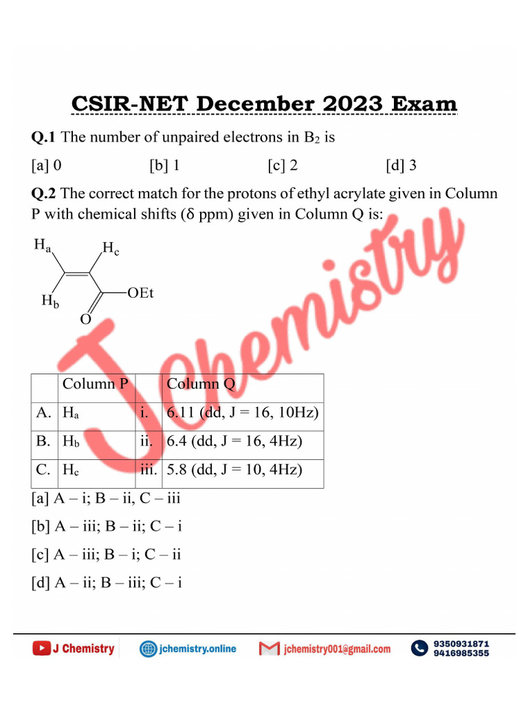 Csir-Net Dec 2023 Exam | PDF