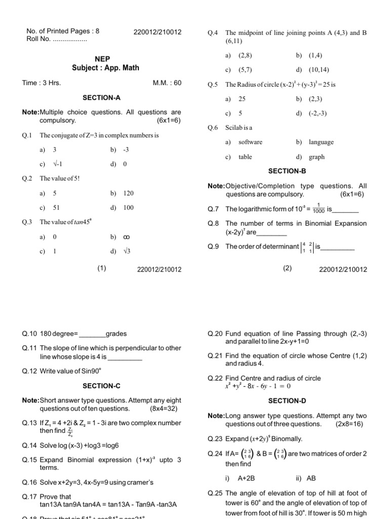 maths 2023 june | PDF | Classical Geometry | Algebra