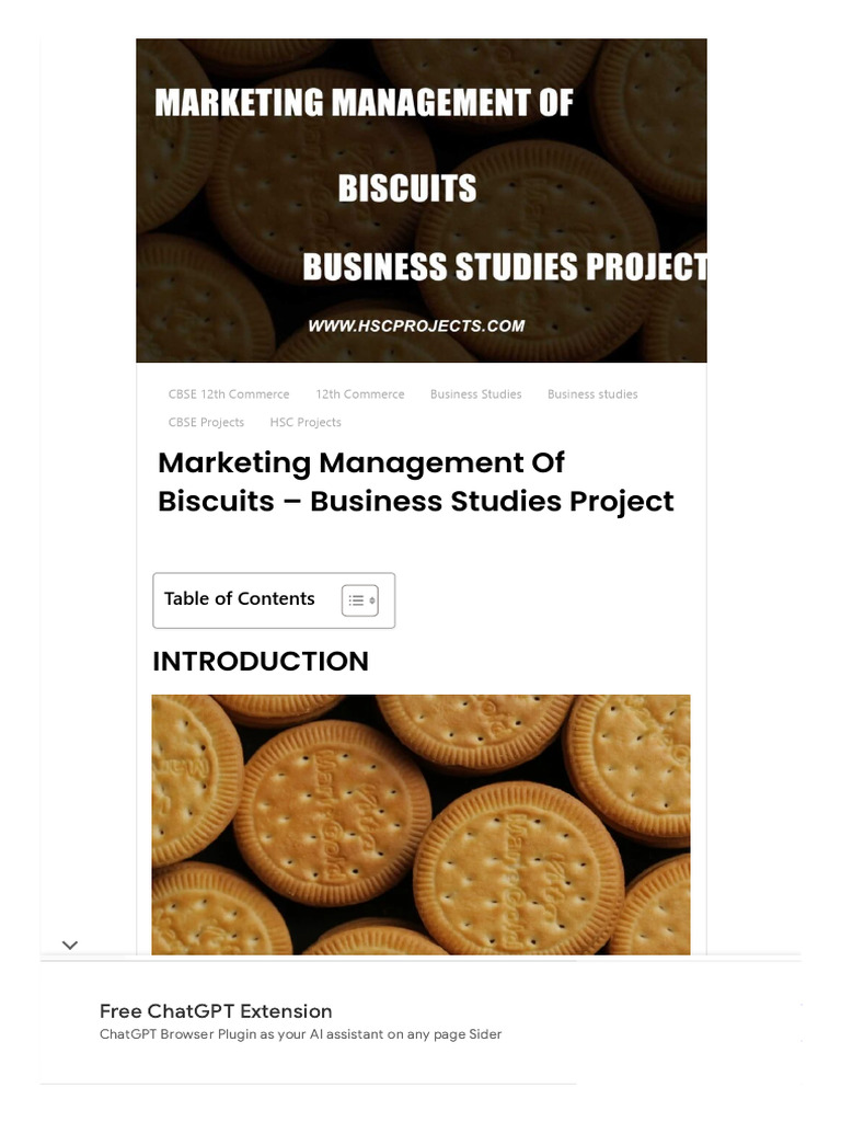 Marketing Management of Biscuits | PDF | Marketing | Product (Business)