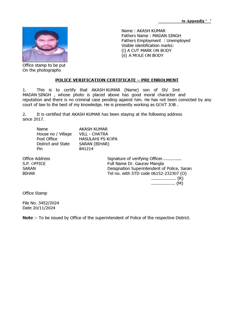 9 Police Verification | PDF