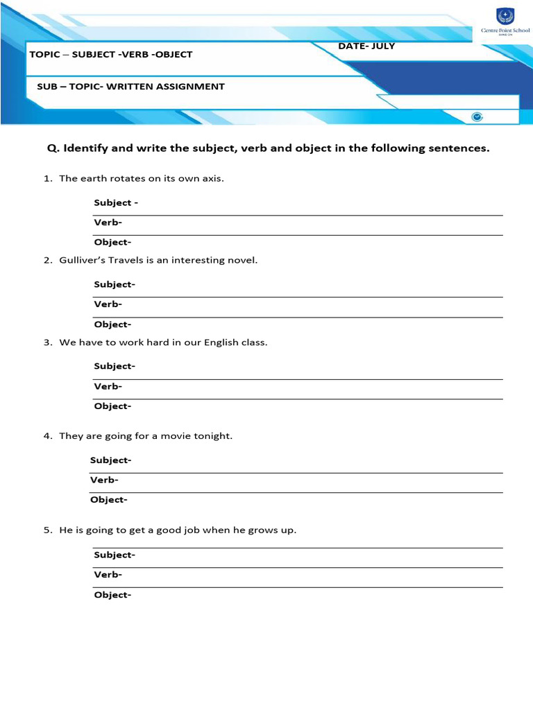 Subject-Verb-Object Analysis Exercise | PDF