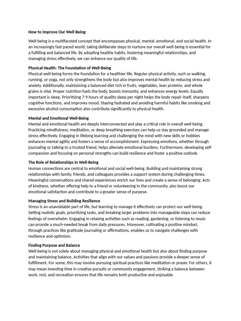 Enhancing Overall Well-Being Strategies | PDF | Mental Health ...