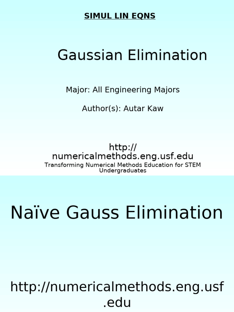 Lecture on Gaussian Elimination | PDF | Determinant | Matrix Theory Lecture on Gaussian Elimination | PDF | Determinant | Matrix Theory
