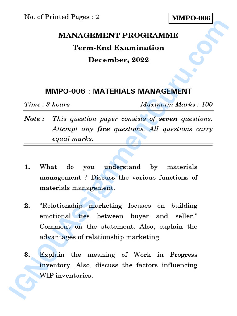 Dec - 2022 MMPO-6 | PDF | Business Process | Logistics