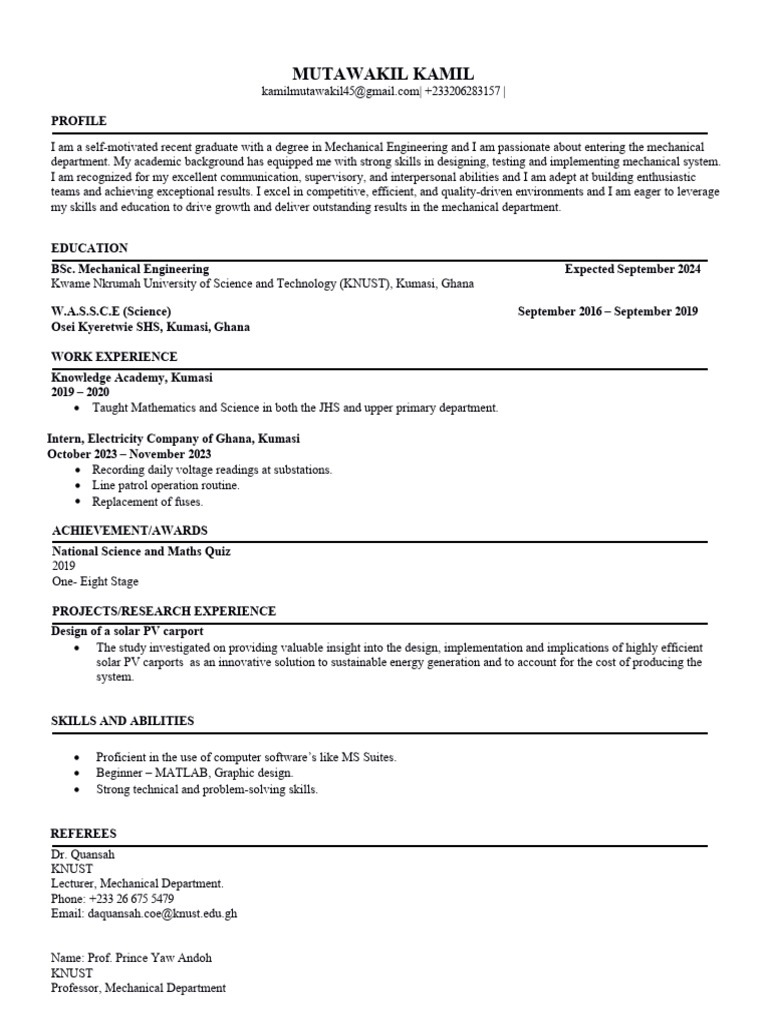 Kamil - Mutawakil - CV 4 | PDF