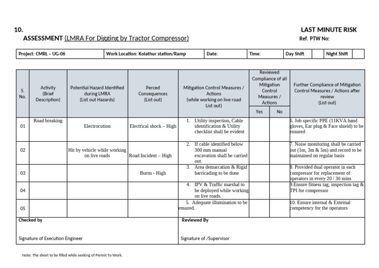 LMRA at Digging by Tractor Compressor | PDF | Workplace | Working ...
