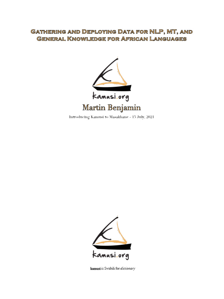 Gathering and Deploying Data For NLP, MT, and General Knowledge For African Languages | PDF ...