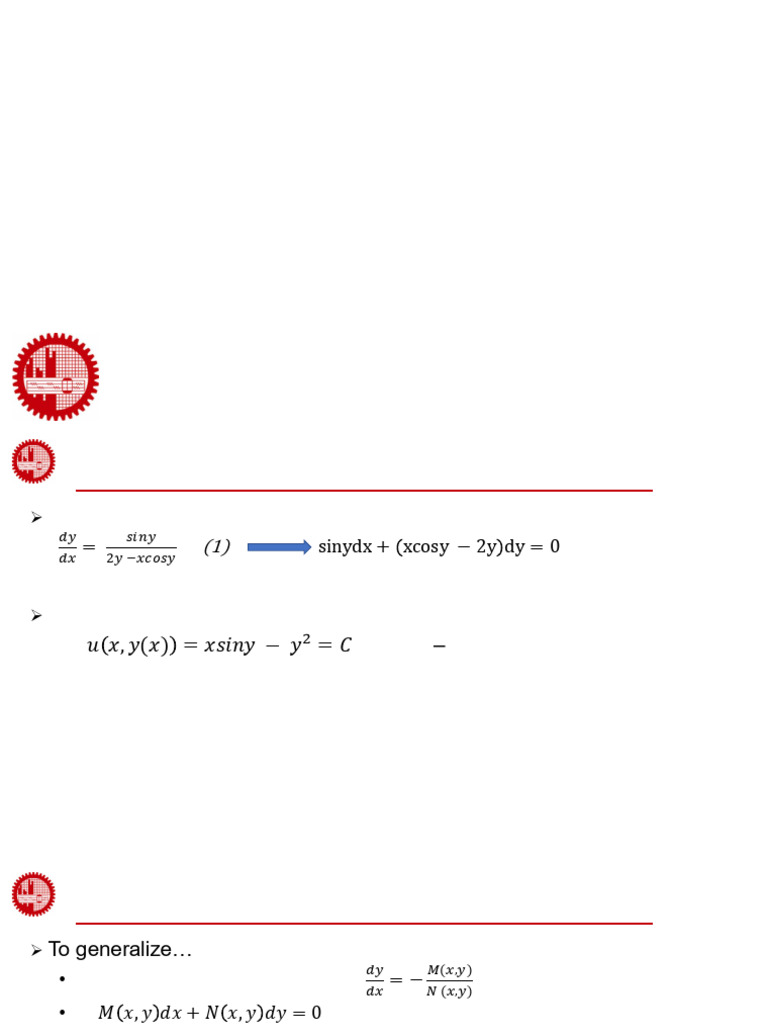 CE 207 Lecture 04 - Exact ODE and Integrating Factors | PDF | Ordinary Differential Equation ...