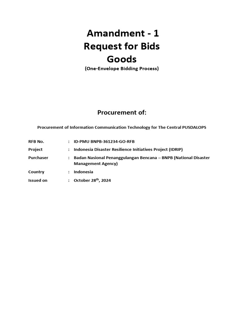 Amandment of 280920 IDRIP Pusdalops Draft RFB Procurement of ICT ...