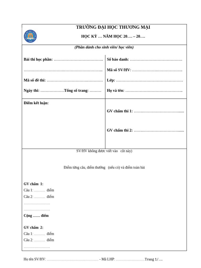 Gui SV Online - Mau Giay Thi | PDF