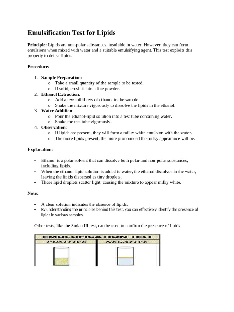 Test for Lipids | PDF | Emulsion | Solubility