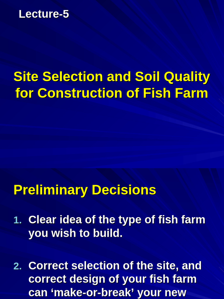 Fish Farm Site Selection Guide | PDF | Loam | Agriculture