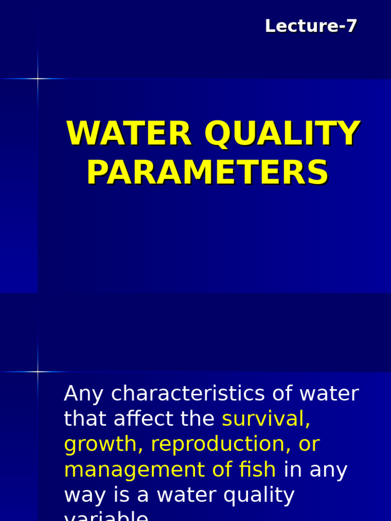 Lecture-7 (Water Quality Parameters) | PDF | Water | Alkalinity