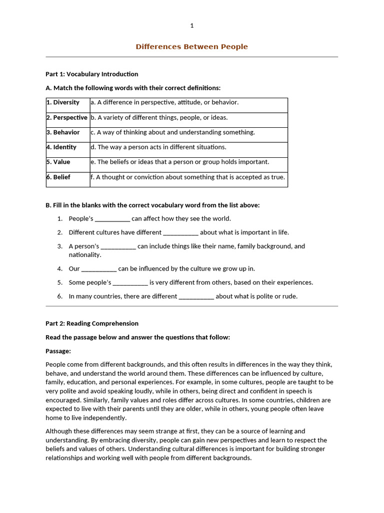 Differences Between People | PDF | Social Psychology
