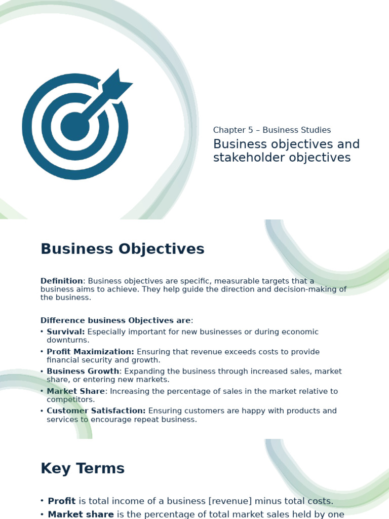 Business Objectives and Stakeholder Objectives - Chapter 5 (Business ...