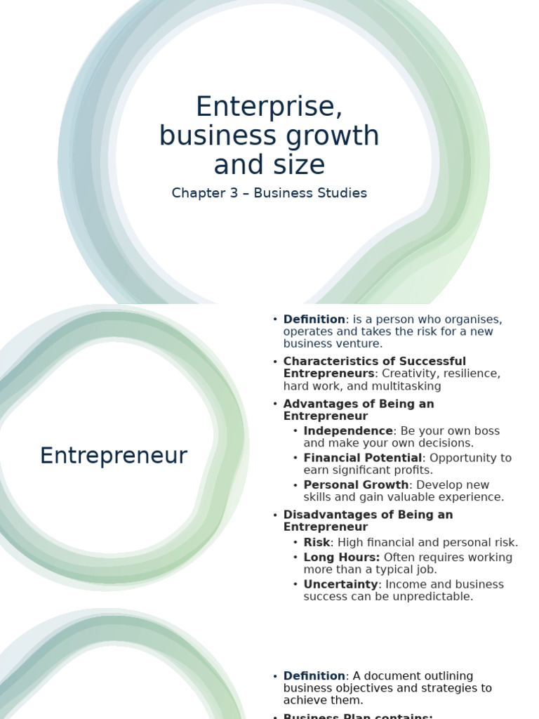 3. Enterprise, business growth and size - Chapter 3 (Business Studies ...