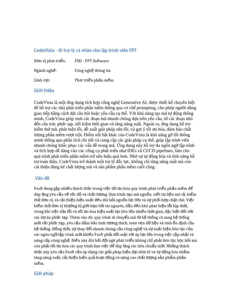 FPT Codevista Chuaduyet | PDF