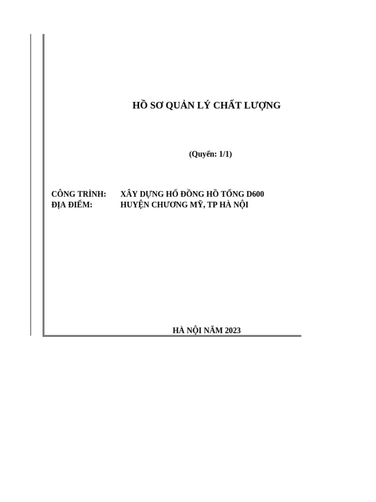 Ho So Quan Ly Chat Luong | PDF