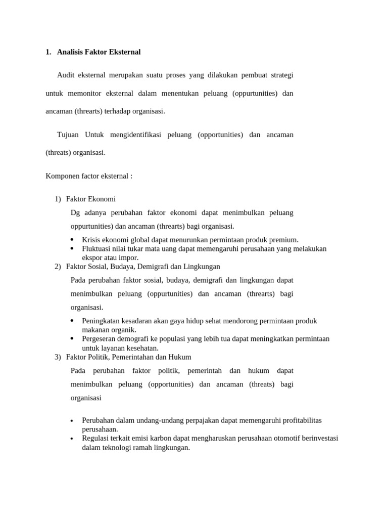 Analisis Faktor Eksternal dan Internal | PDF