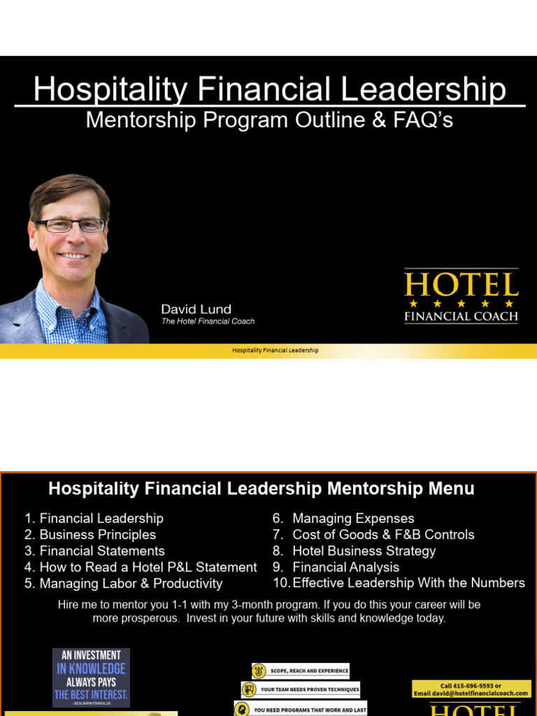 Hospitality Financial Leadership 1 1 Mentorship Program Menu | PDF ...