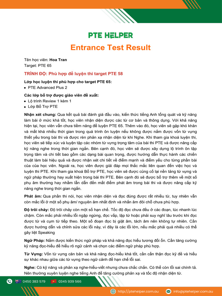 Hoa Tran PTE 65 | PDF