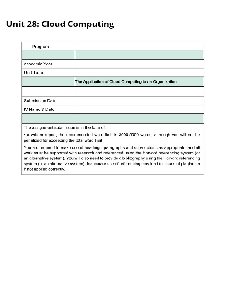 Unit 28 Cloud Computing Assignment | PDF | Cloud Computing | System