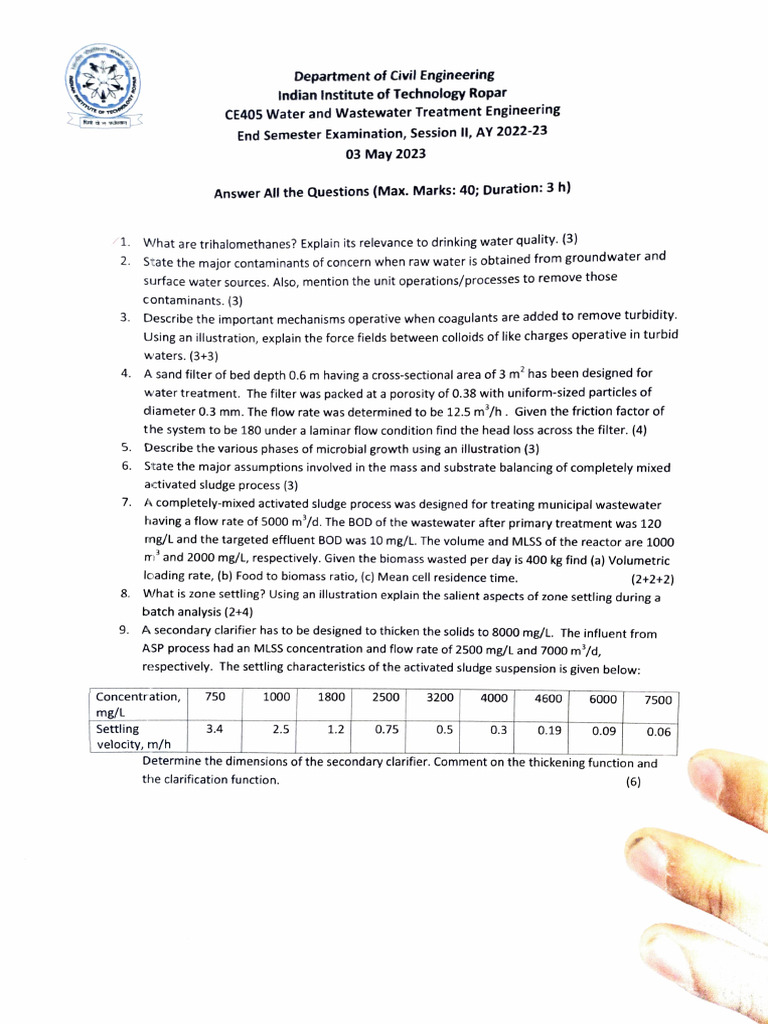 22-23 Endsem Soln | PDF | Waste Treatment Technology | Civil Engineering