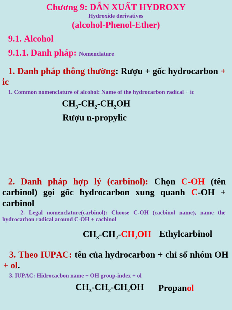 Eng - Chuong 9 - Alcohol - Phenol | PDF