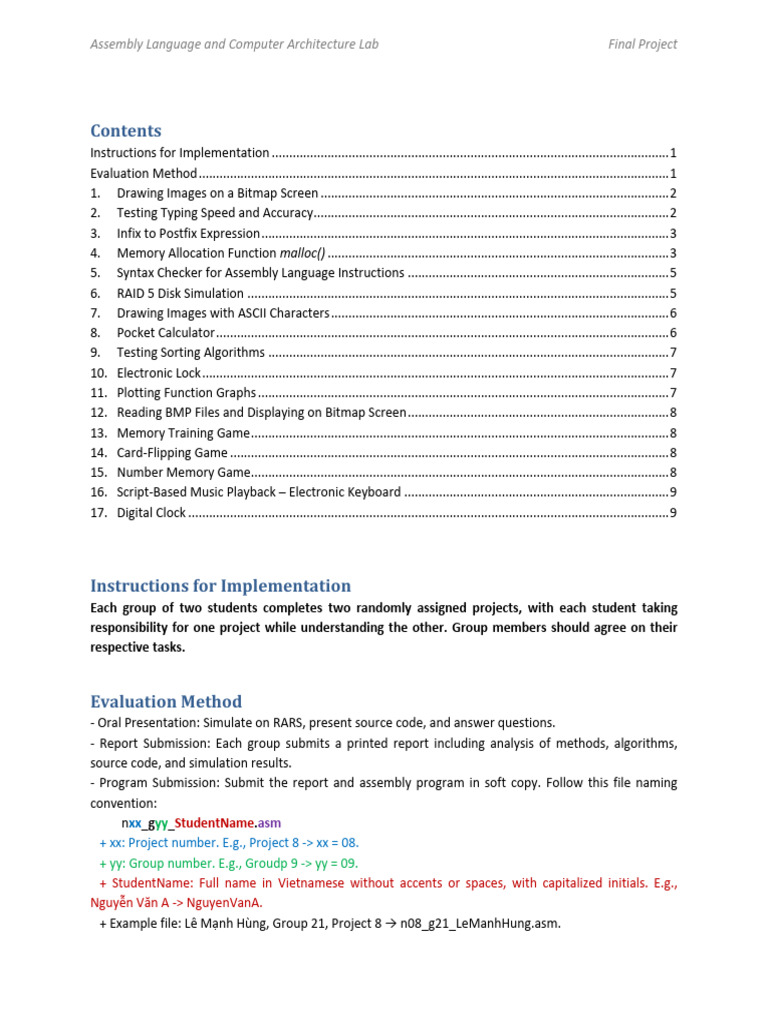 Assembly Lab Final Project Guide | PDF | Pointer (Computer Programming) | Computer Keyboard