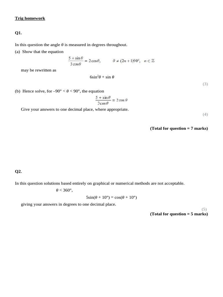 Practice Trig TEST | PDF | Mechanics