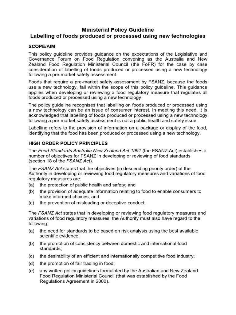 Forum-Policy Guideline-Labelling of Food Produced Using New ...