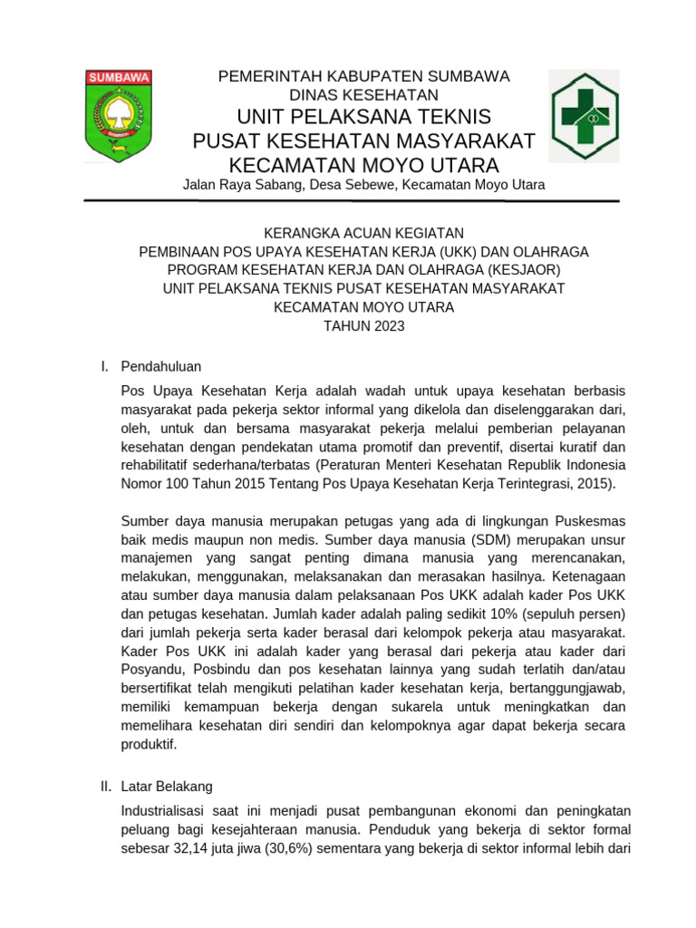 KAK POS UKK | PDF