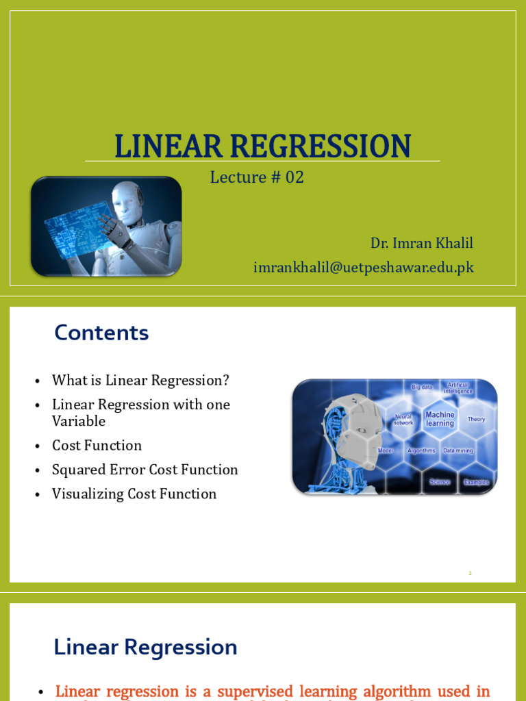 ML Lecture # 02 Linear Regression | PDF | Regression Analysis | Linear ... ML Lecture # 02 Linear Regression | PDF | Regression Analysis | Linear ...
